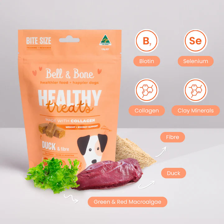 Bell & Bone Healthy Treats, For Weight & Energy- Duck & Fibre For Dogs