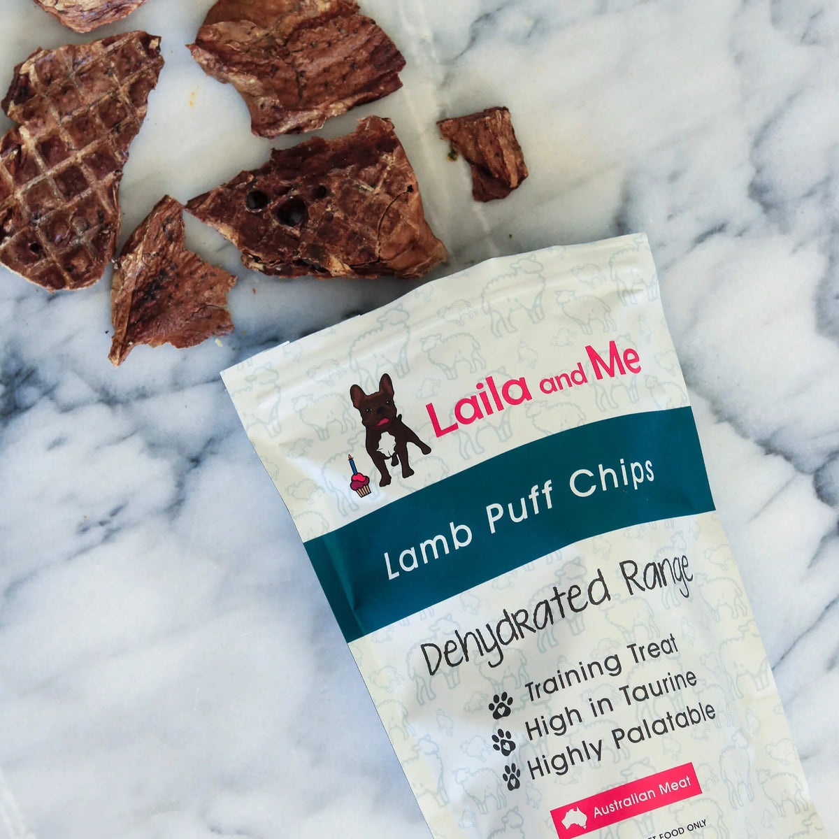 Laila & Me Air Dried Australian Lamb Puff Chips Dog Treats 80g