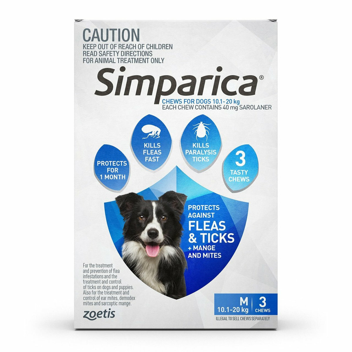Simparica For Dogs 10.1- 20kg Blue Medium